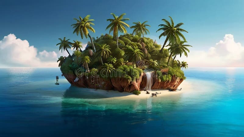 Fantasy World, Floating Island on Water, Covered Island Fantasy World ...