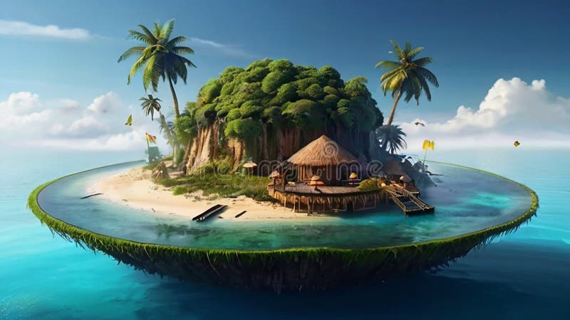 Fantasy World, Floating Island on Water, Covered Island Fantasy World ...