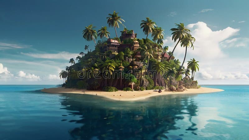 Fantasy World, Floating Island on Water, Covered Island Fantasy World ...