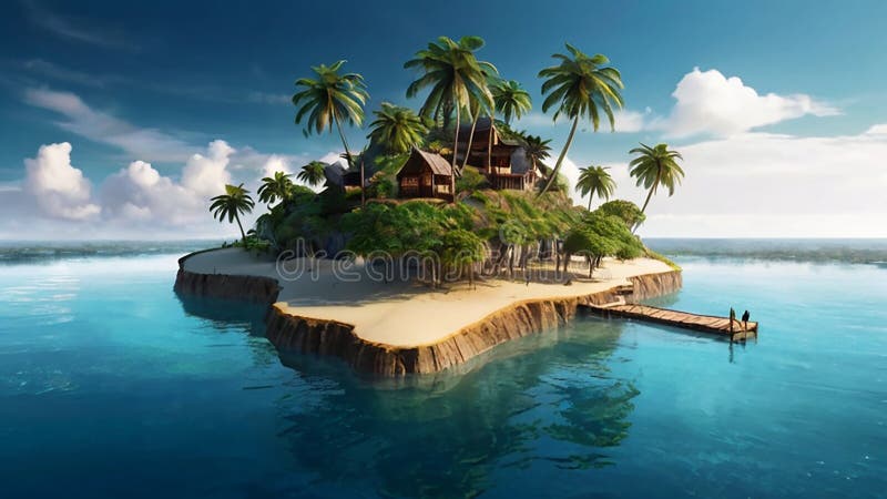 Fantasy World, Floating Island on Water, Covered Island Fantasy World ...