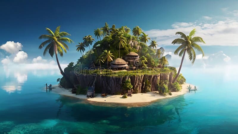 Fantasy World, Floating Island on Water, Covered Island Fantasy World ...