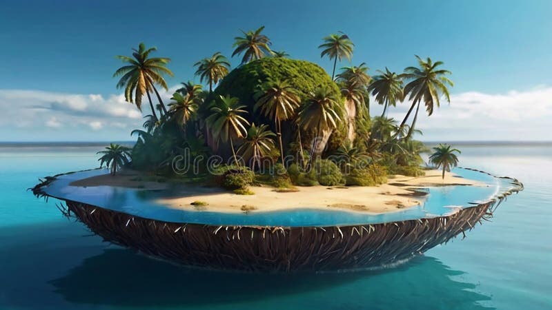 Fantasy World, Floating Island on Water, Covered Island Fantasy World ...