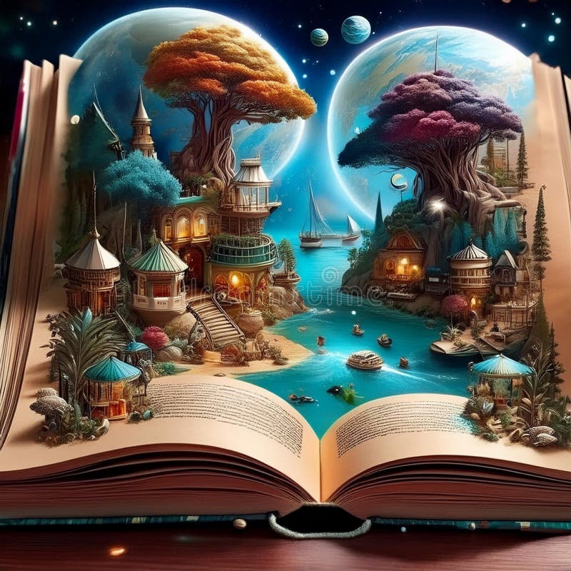 Fantasy World Inside of the Book Ai Genarate Stock Illustration ...
