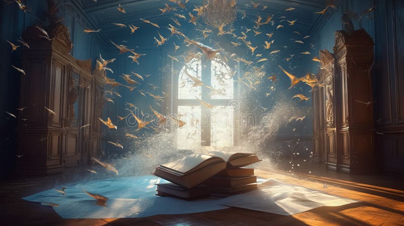 Fantasy World Inside of the Book. Concept of Education Imagination and ...