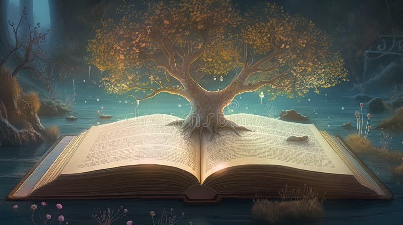 Fantasy World Inside of the Book. Concept of Education Imagination and ...