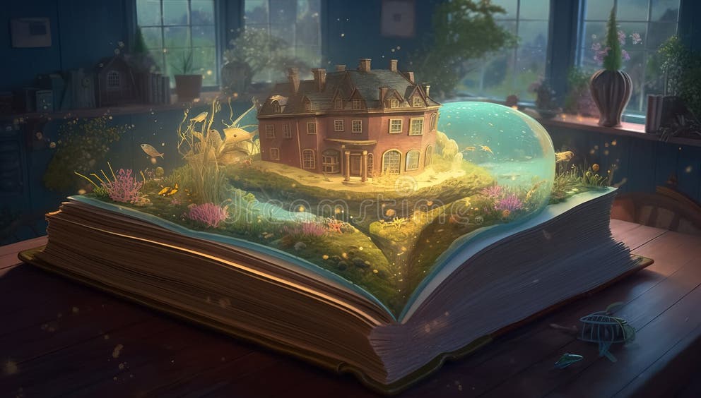 Fantasy World Inside of the Book. Concept of Education Imagination and ...