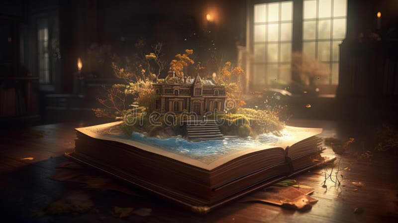 Fantasy World Inside of the Book. Concept of Education Imagination and ...
