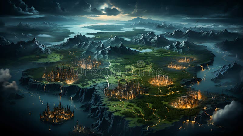 Fantasy World Map Embark on Mystical Journeys in Imaginary Lands ...