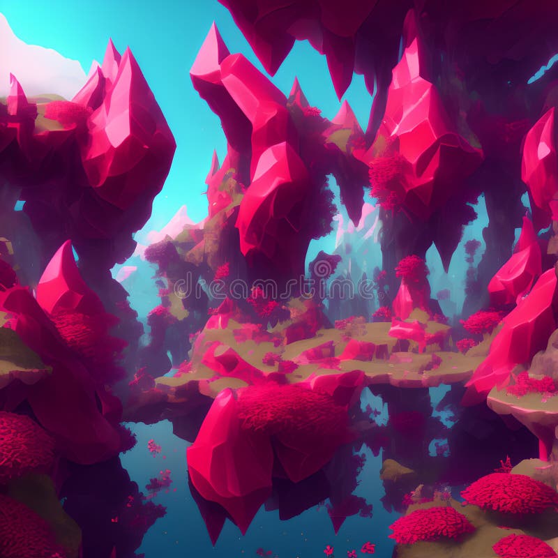 Fantasy World of Ruby, Generative AI Illustration Stock Illustration ...