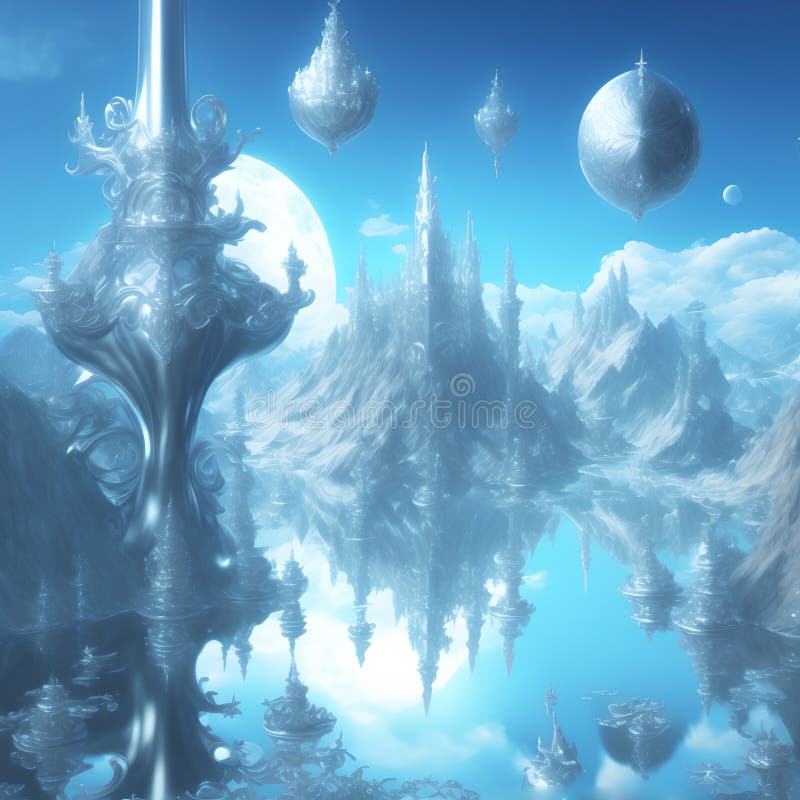 Fantasy World of Silver, Generative AI Illustration Stock Illustration ...