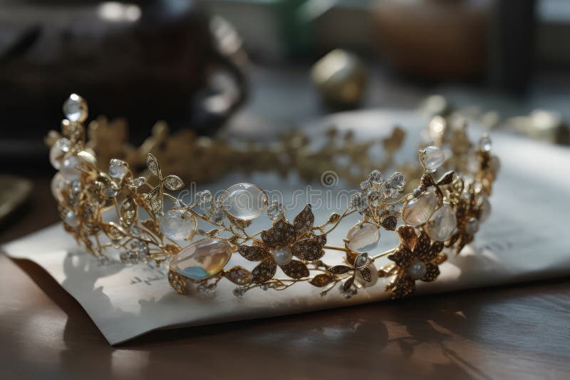 Fantasyinspired Crown with Delicate Crystals and Ethereal Elements ...