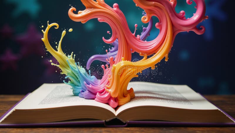 Fantasyinspired Liquid Color Designs Emerge from a Book Stock ...