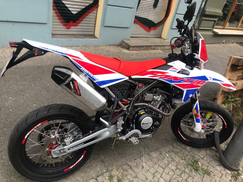 Fantic Motard motorcycle editorial photography. Image of motor - 222075007