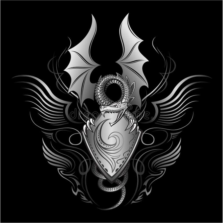 Fanyasy Roaring Dragon Insignia Stock Vector - Illustration of medieval ...
