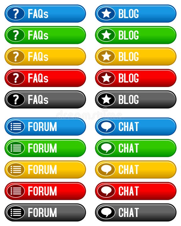 FAQ Blog Forum Chat Buttons Stock Vector - Illustration of icons ...