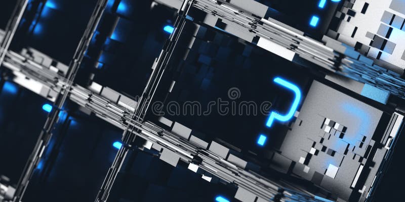 FAQ Concept. Question Mark on an Abstract Background of Dark Blocks ...