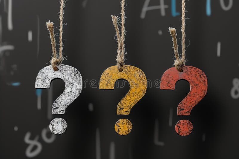 FAQ Concept Three Question Marks Hanging on White Background Stock ...