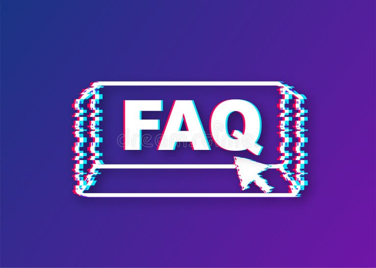 Faq with Cursor Button. Internet Glitch Icon. Pointer Click Icon. Vector Stock Illustration ...