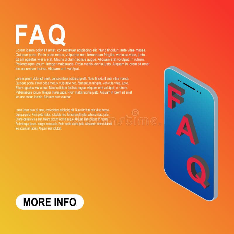 FAQ, 3D Template Frequently Asked Questions Vector Icon. Information ...