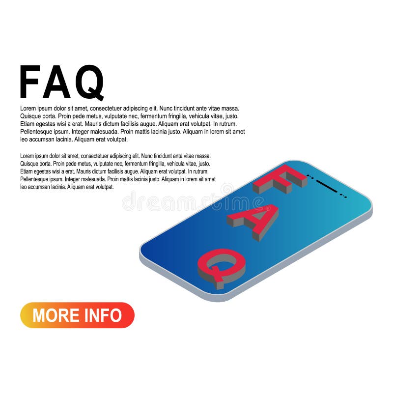 FAQ, 3D Template Frequently Asked Questions Vector Icon. Information ...