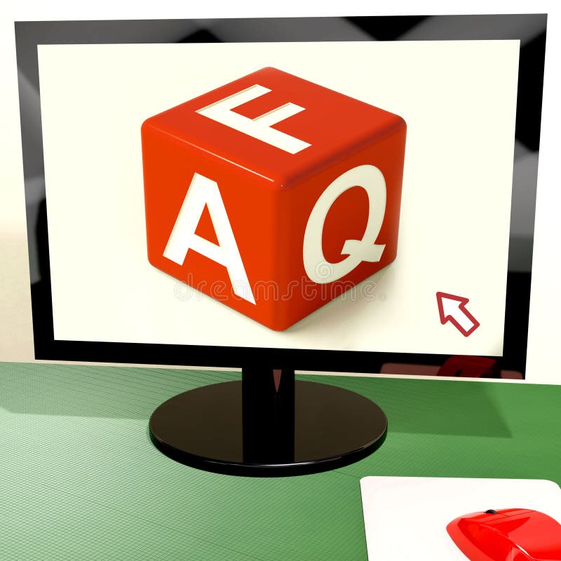 Faq Dice on Computer Screen Stock Illustration - Illustration of online ...