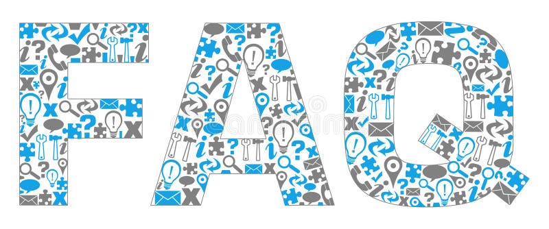 FAQ - Frequently Asked Questions Text with Symbols Isolated Blue Grey ... FAQ - Frequently Asked Questions Text with Symbols Isolated Blue Grey ...