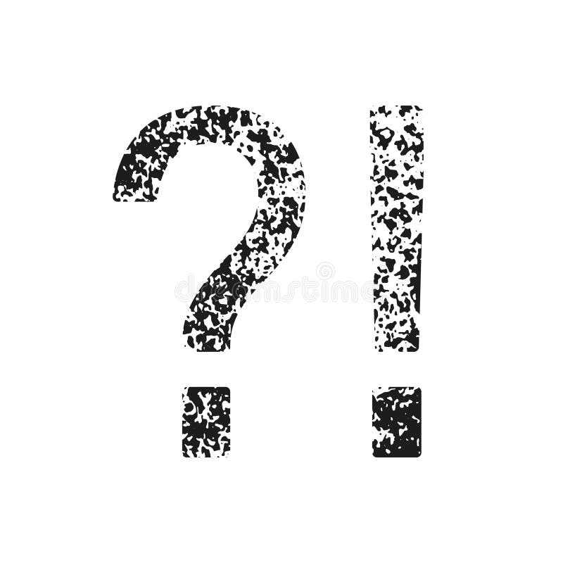 FAQ Grunge Texture Icon. Brush Stroke in Question Mark and Exclamation ...