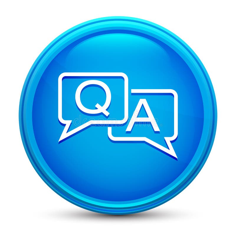Faq Icon Glass Shiny Blue Round Button Isolated Design Vector ...