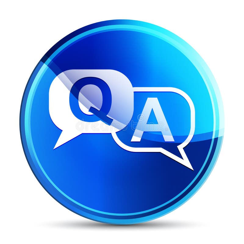 Faq Icon Glassy Vibrant Sky Blue Round Button Illustration Stock ...
