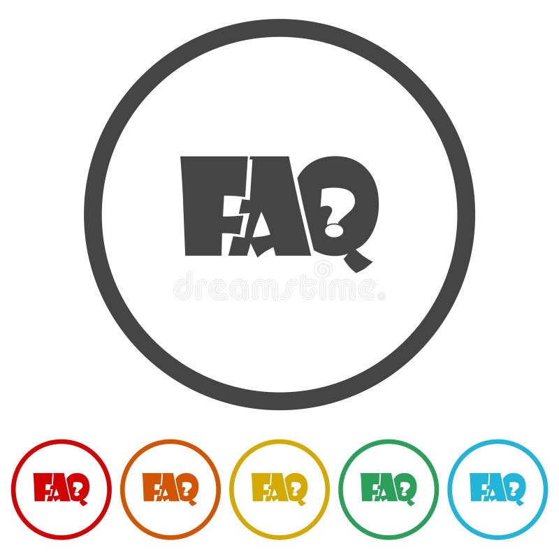 FAQ Icon. Set Icons in Color Circle Buttons Stock Vector - Illustration ...