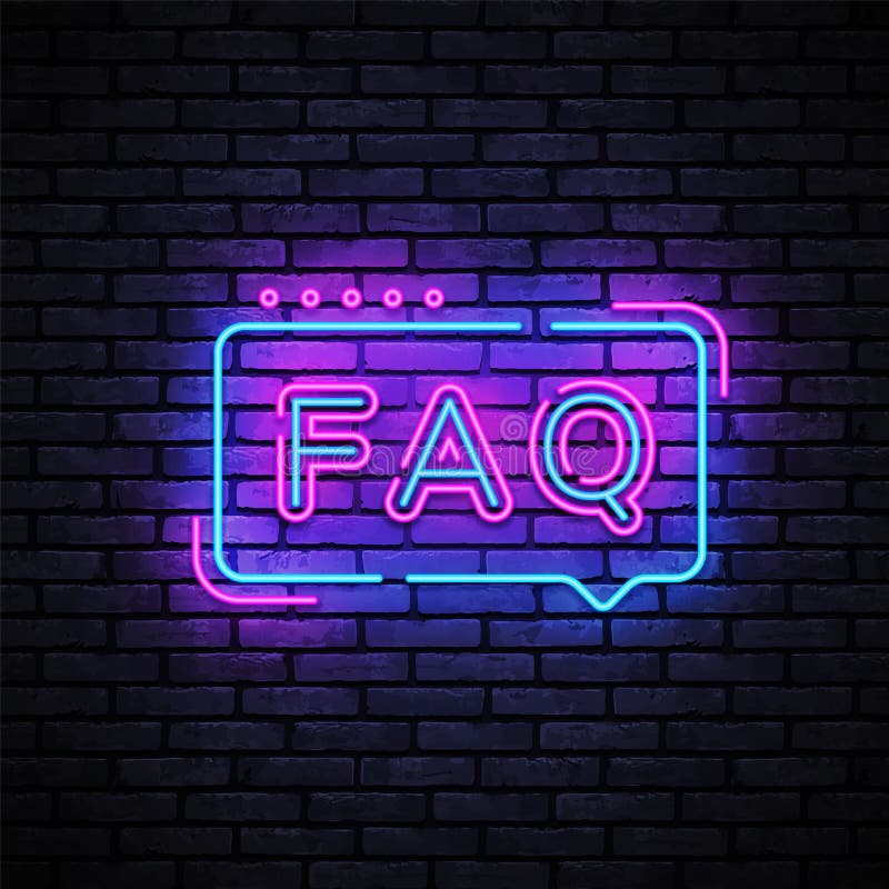 Faq in Neon Style. Realistic Vector Illustration Stock Vector ...