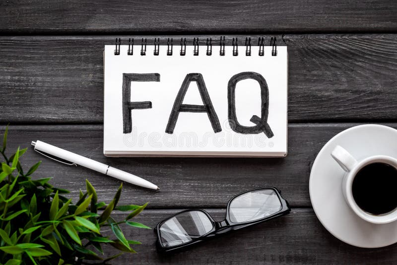 FAQ Question Concept. Text on Office Dest, Top View Stock Image - Image ...
