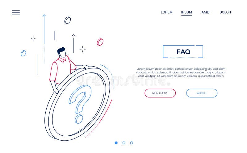 Faq Section Line Design Style Isometric Web Banner Stock Illustrations ...