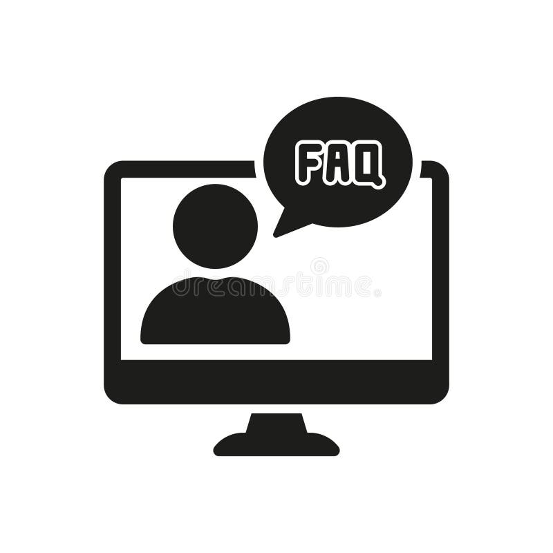FAQ Sign in Speech Bubble on Desktop Computer Screen Silhouette Icon ...