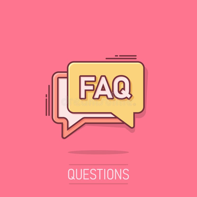 Faq Speech Bubble Icon in Comic Style. Question Cartoon Vector ...