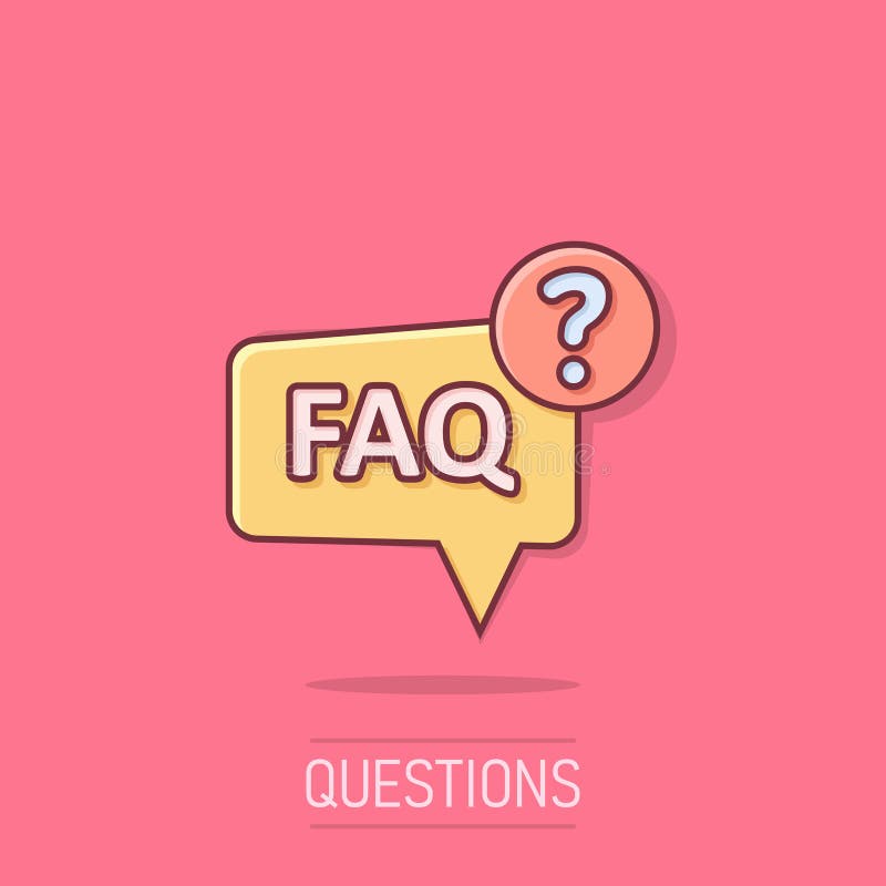 Faq Speech Bubble Icon in Comic Style. Question Cartoon Vector ...