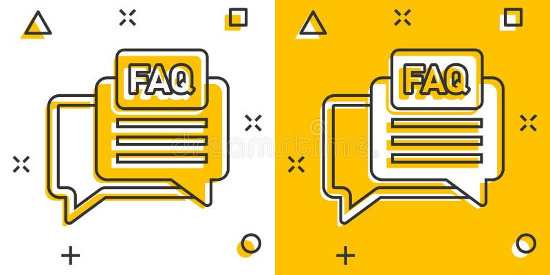 Faq Speech Bubble Icon in Comic Style. Question Cartoon Vector ...
