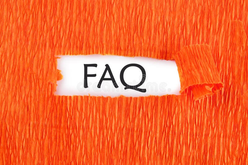 FAQ the Text Under the Torn Paper is Orange on a White Background Stock ...