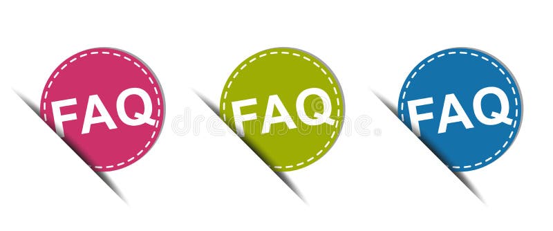 FAQ Web Button - Colorful Vector Icons - Isolated on White Stock Vector ...