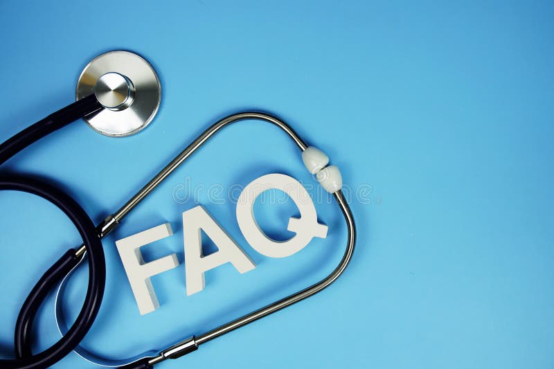 FAQ with Wooden Blocks Alphabet Letters and Stethoscope on Blue ...