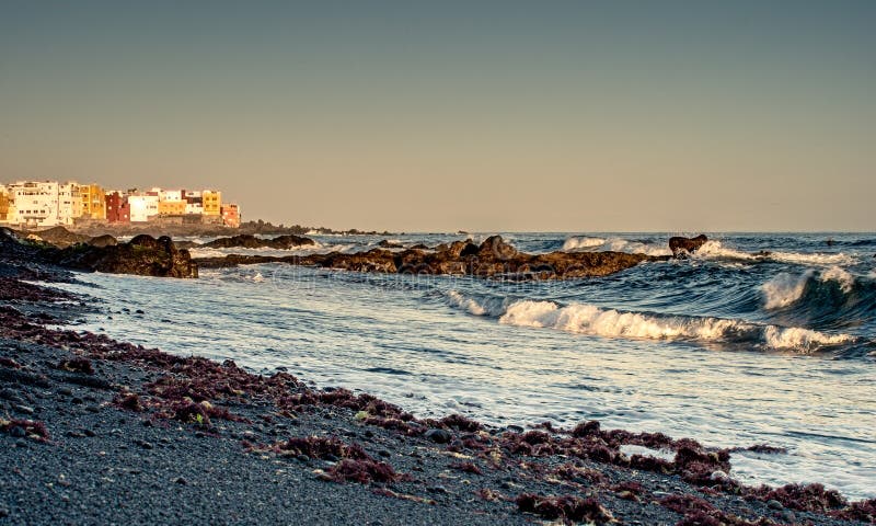 Far Away View from the Beach Along the Coast Stock Photo - Image of ...