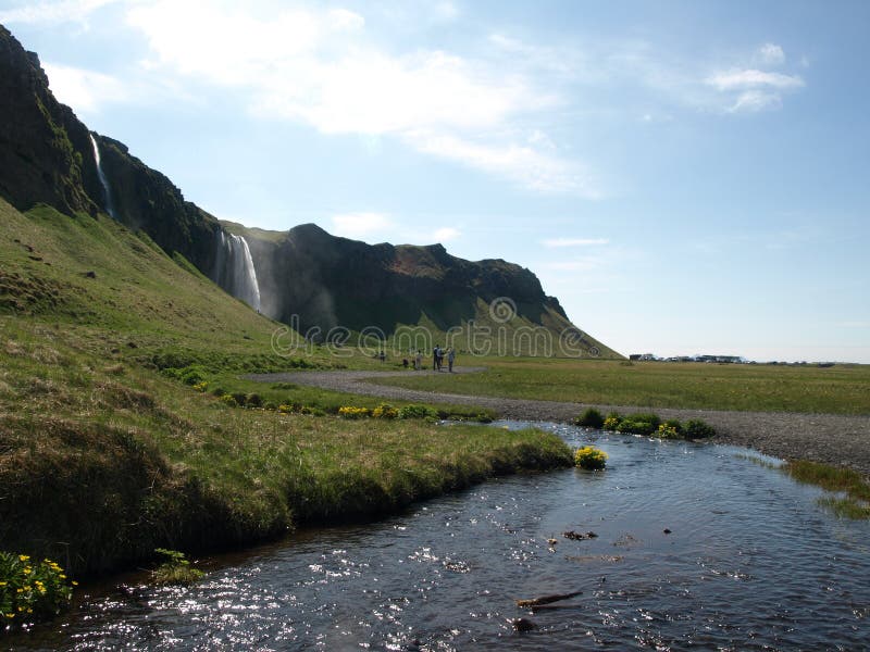 Far- Away Waterfall and a Stream Stock Photo - Image of foreground ...