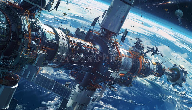 Far from Earth: daily Life on a Space Station Stock Illustration ...