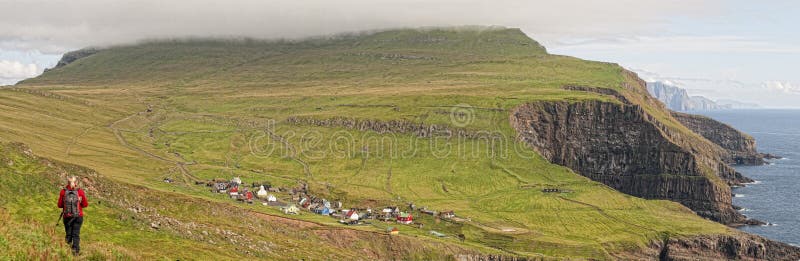 Far Oer Danmark Mykines Island Panorama Stock Photo - Image of ...
