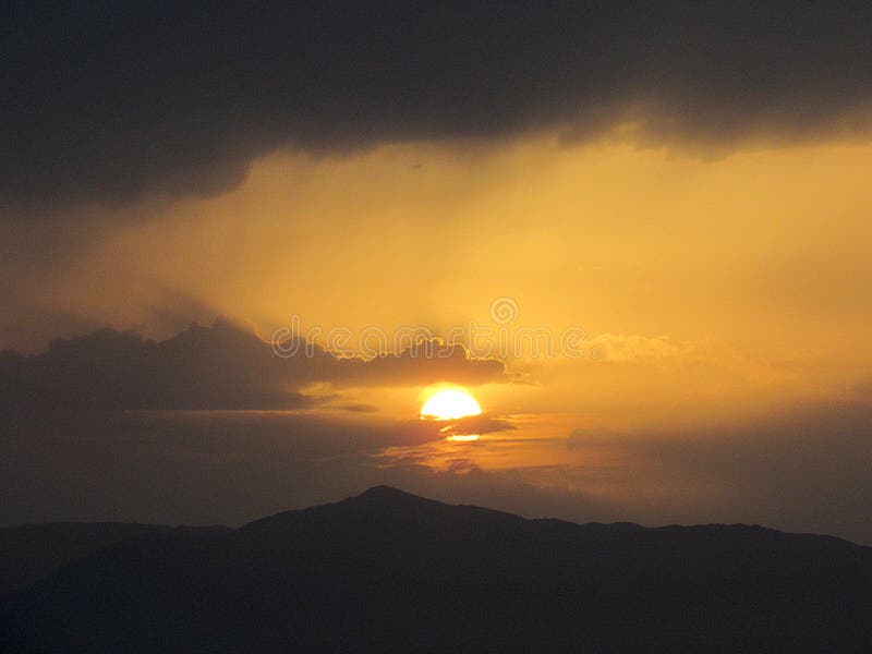 Far Sunset on the Mountains Stock Image - Image of evening, sunrise ...