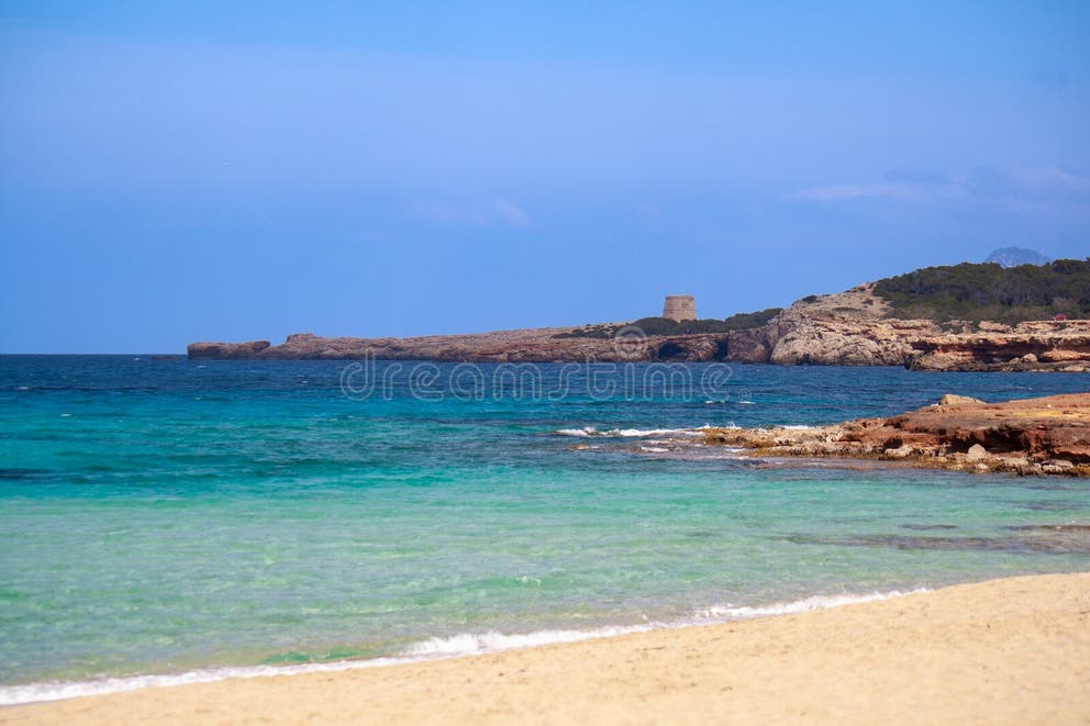 Far Watchtower in the Clear Water Shore Stock Image - Image of ...
