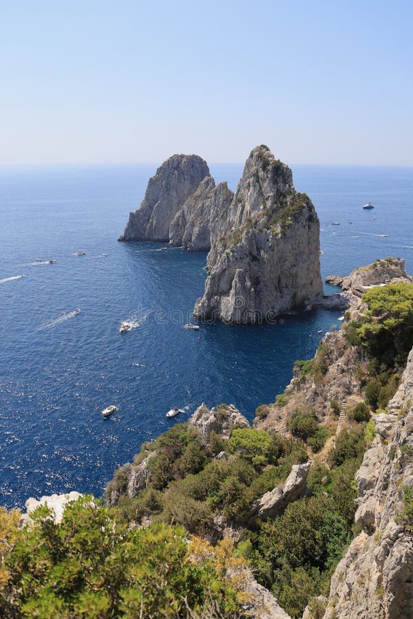 Faraglioni Cliffs in Capri Island Stock Photo - Image of attraction ...