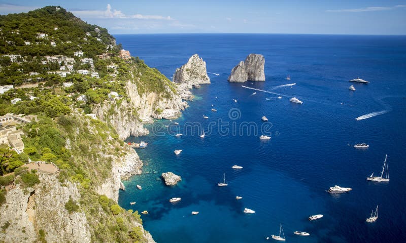 Faraglioni Rocks and Capri Island, Italy Stock Photo - Image of ...