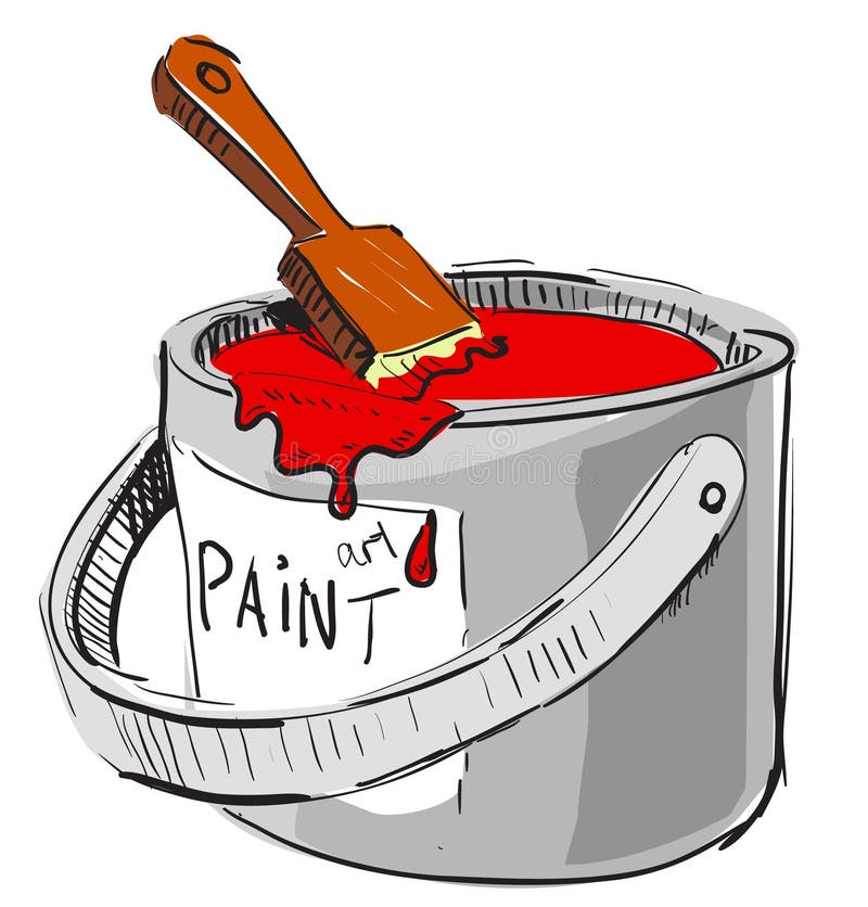Farbeimer mit Bürste vektor abbildung. Illustration von dose - 41860968