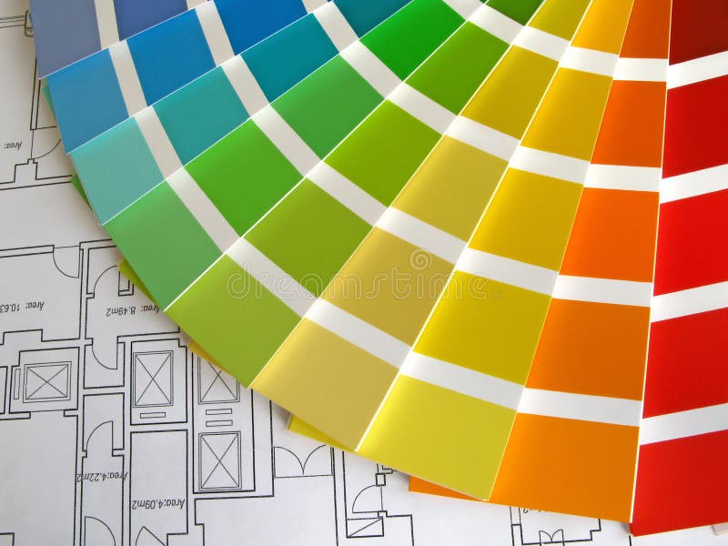 Farbenpalette Mit Farbenmustern Stockbild - Bild von umgestalten, maler ...